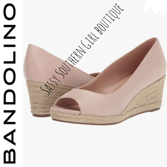 Bandolino | Shoes | Bandolino Blush Pink Nuri Wedge Espadrille Peep Toe ...